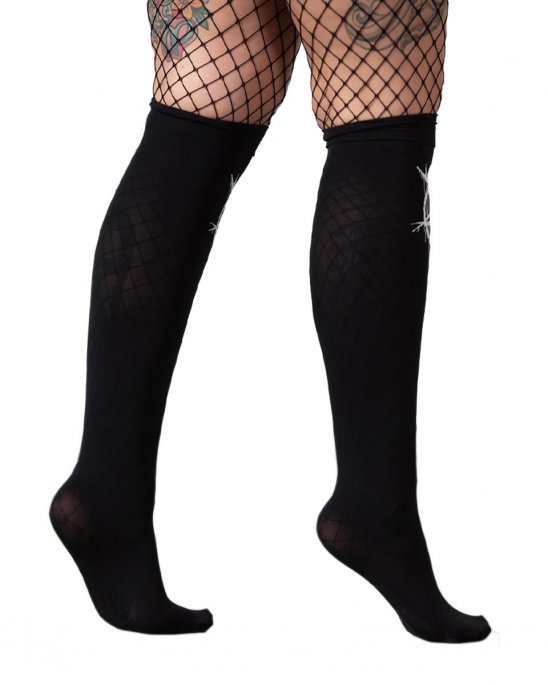 Killstar Knästrumpor Svarta Pentagram Bluefox.nu | Roliga Strumpor